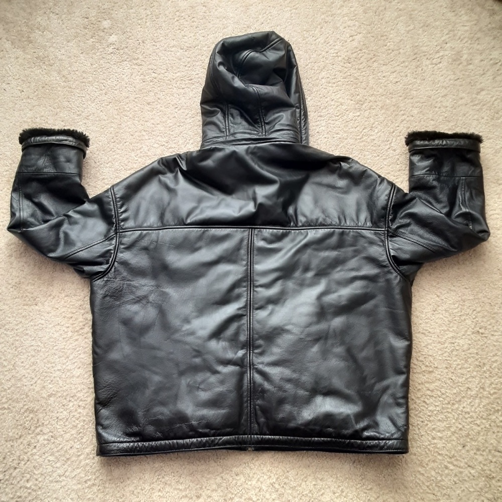 Wilsons Leather Bomber Jacket Xl Black Aviator Fur Co… - Gem